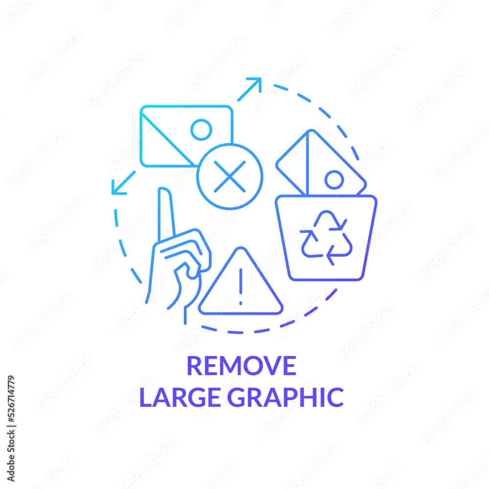 Remove large graphic blue gradient concept icon. Visual content. Mobile ...