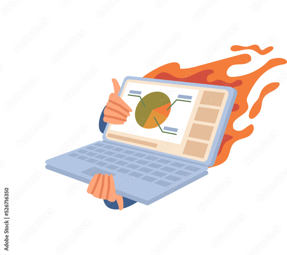 Deadline urgent business project or task, isolated laptop with diagram ...