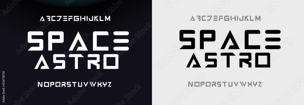 SPACE ASTRO Minimal urban font. Typography with dot regular and number ...