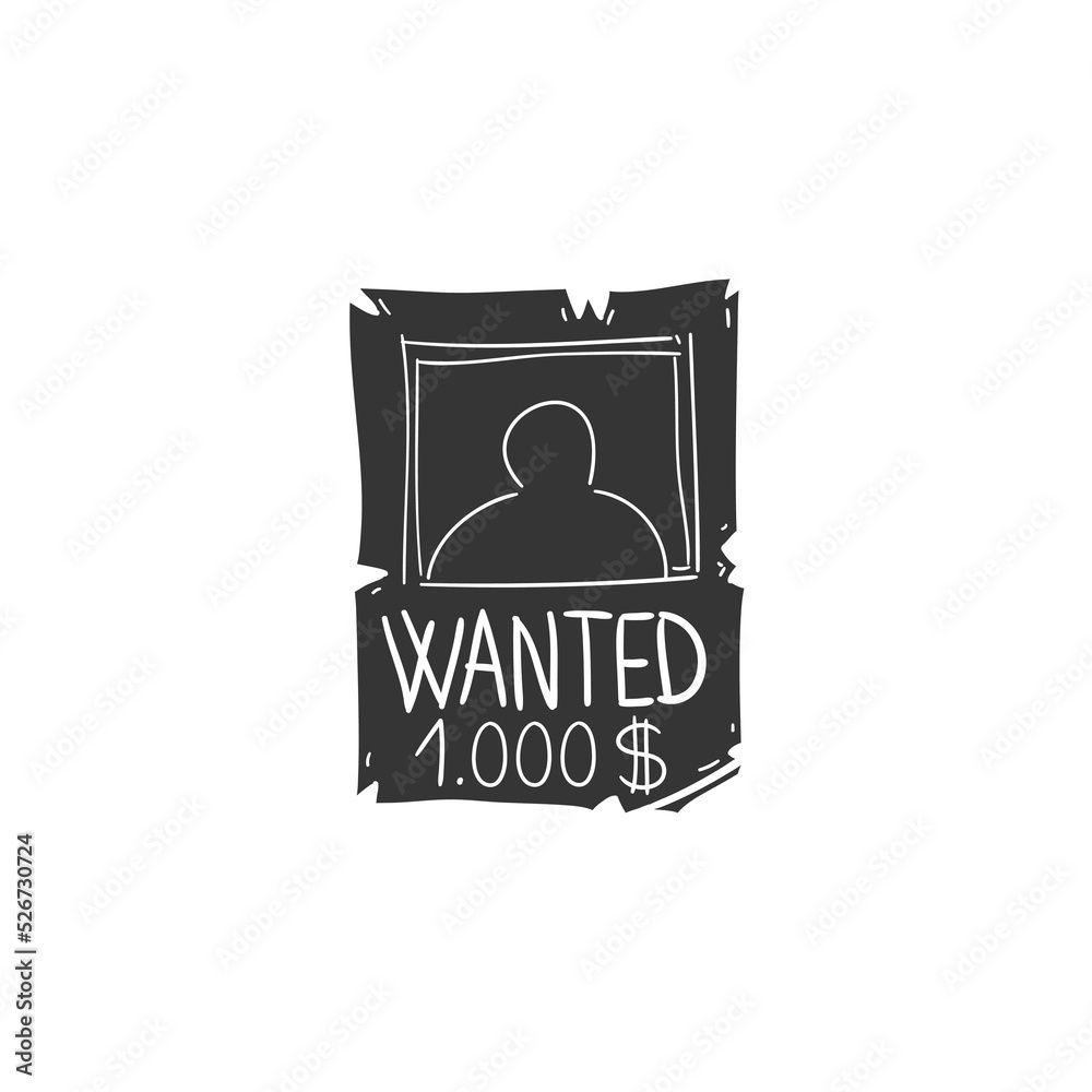 Wanted Banner Icon Silhouette Illustration. Far West Vector Graphic ...