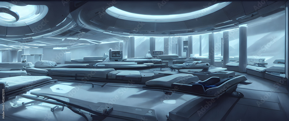 Artistic concept painting of a beautiful sci-fi futuristic hospital ...