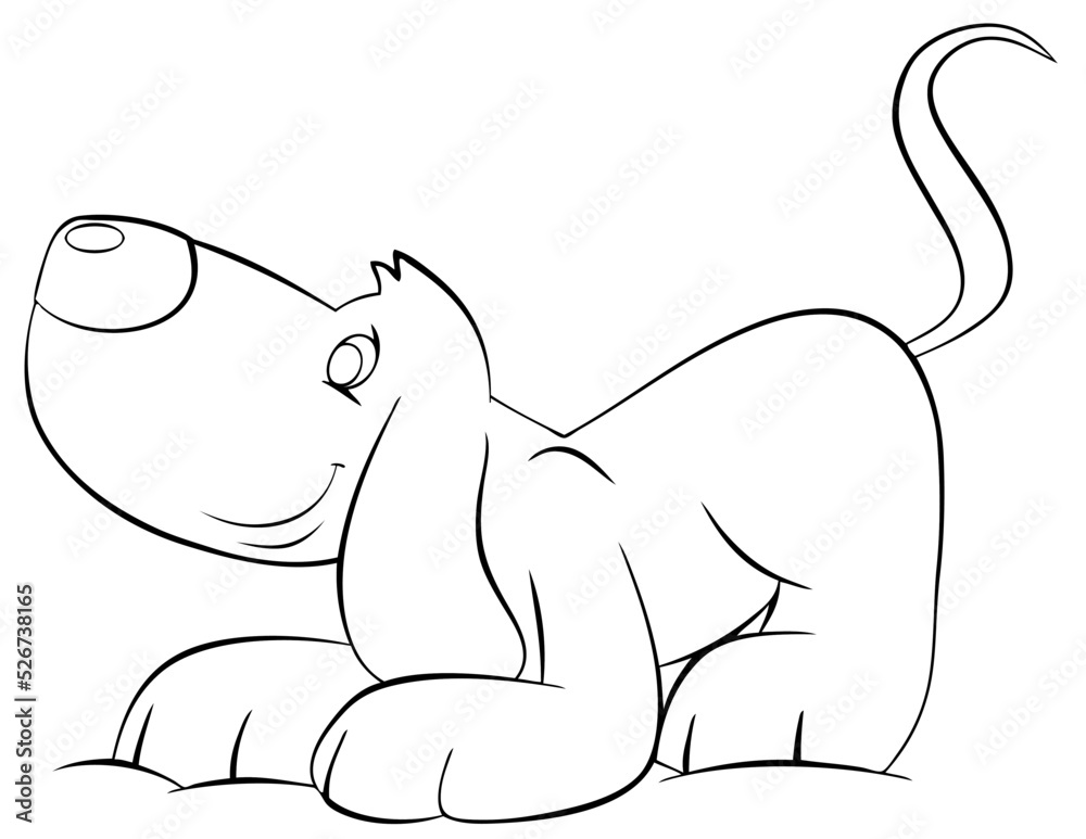 Dog. Element for coloring page. Cartoon style. Stock Vector | Adobe Stock