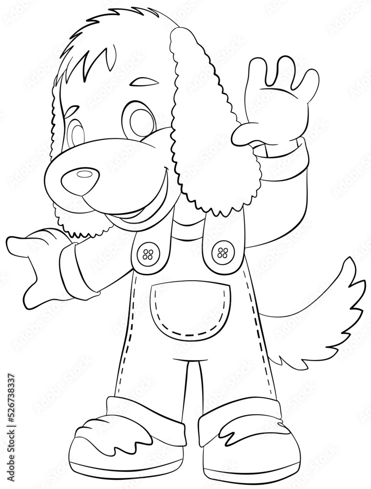 Dog. Element for coloring page. Cartoon style. Stock Vector | Adobe Stock