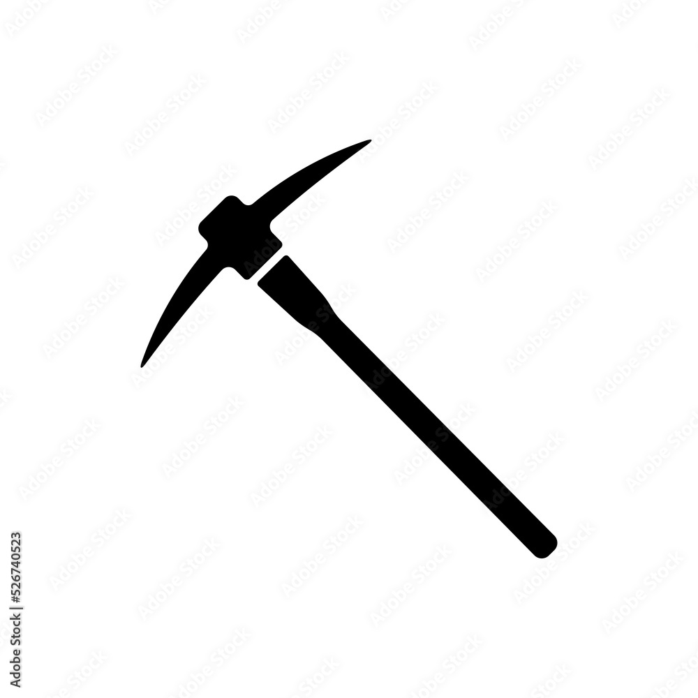 Pickaxe Icon Vector Black or Pick axe Icon Silhouette On White ...