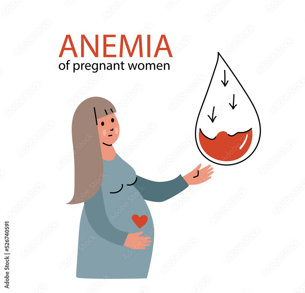 Anemia concept. Pregnant woman suffering from anemia. Low hemoglobin ...