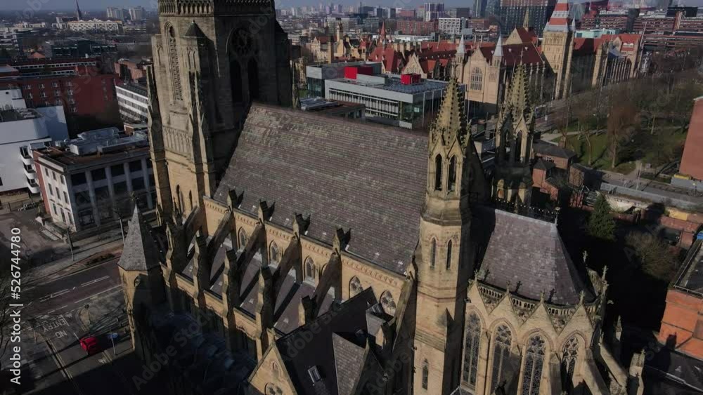 Aerial drone flight around the Church of the Holy Name of Jesus Christ ...