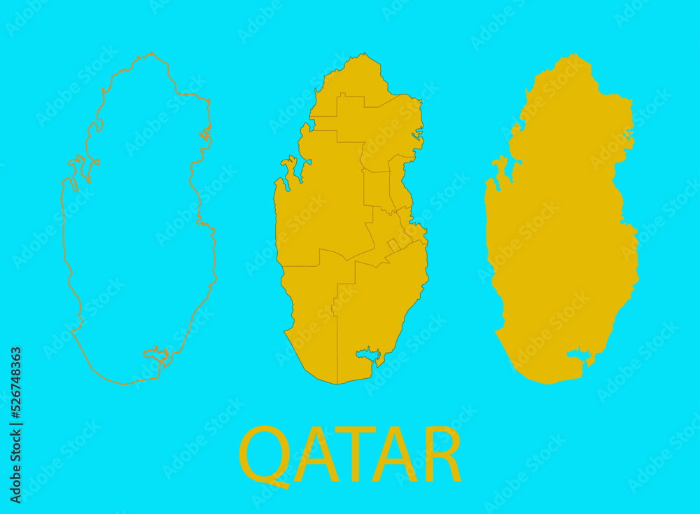 Vetor de Map of Qatar. Qatar abstract map. Borders of Qatar. do Stock ...