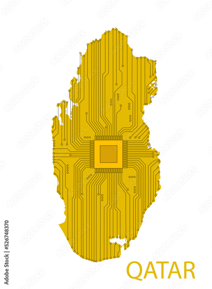 Map of Qatar. Qatar abstract map. Borders of Qatar. Stock Vector ...