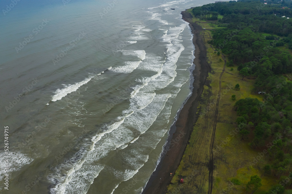 healing black sand beach in georgia. Magnetic sand on the beach in ...