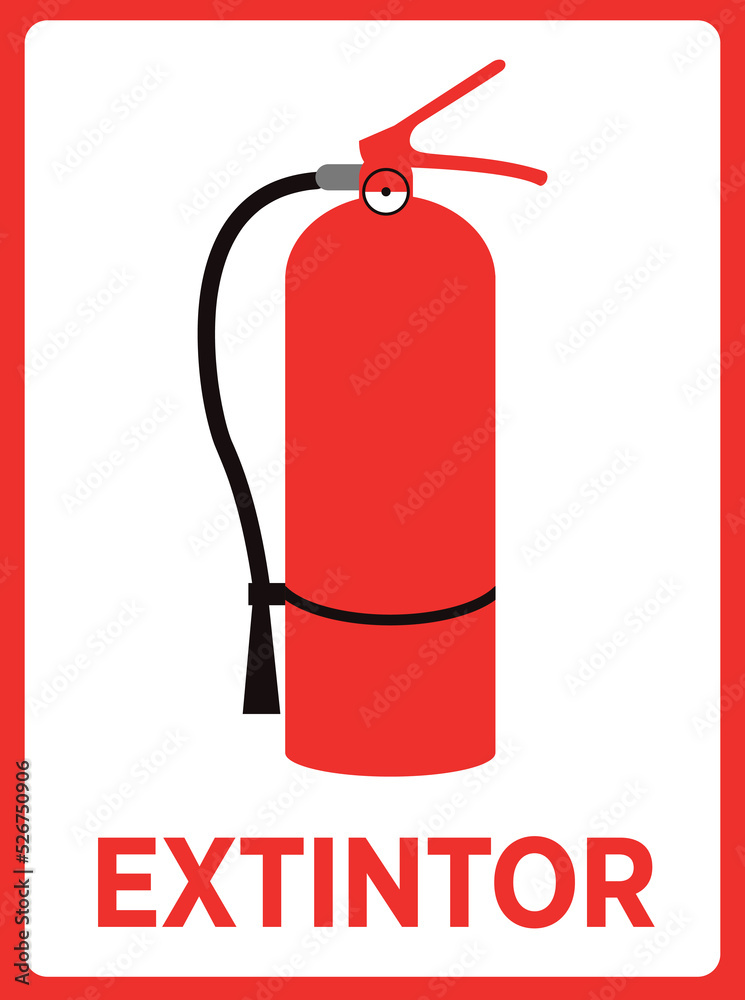 Cartel extintor fuego o incendio Stock Vector | Adobe Stock