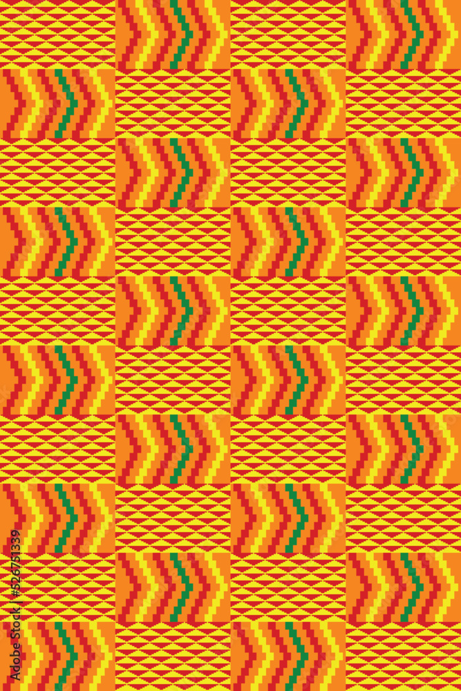 African traditional tribal ornament. Ghana Kente textile. Vector ...