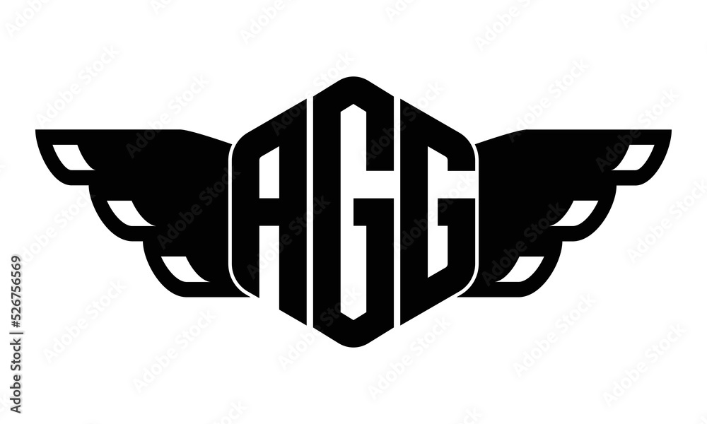 AGG three-letter butterfly iconic logo design vector template | polygon ...