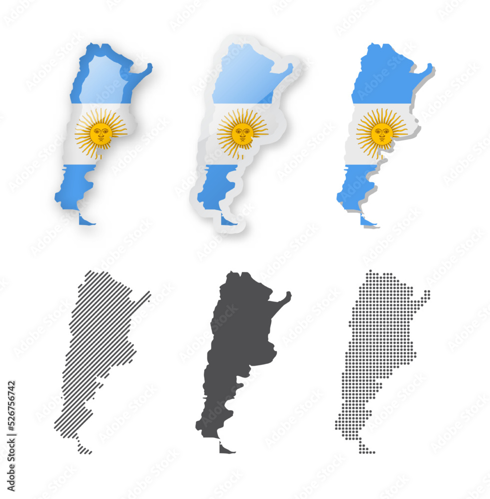 Argentina - Maps Collection. Six maps of different designs. Stock ...