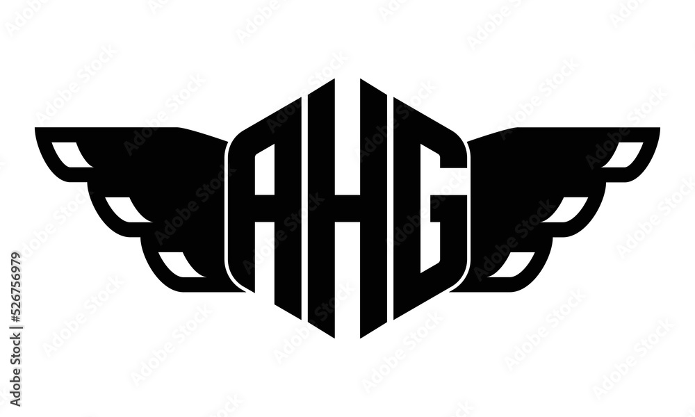 AHG three-letter butterfly iconic logo design vector template | polygon ...