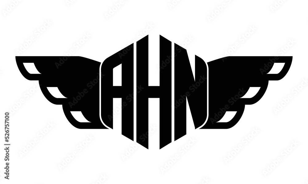 AHN three-letter butterfly iconic logo design vector template | polygon ...