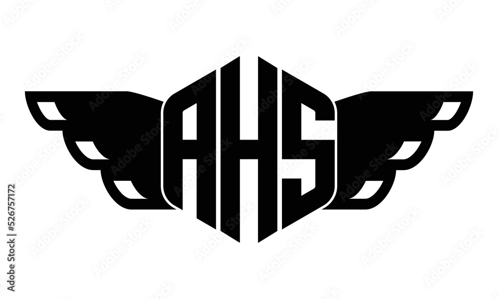 AHS three-letter butterfly iconic logo design vector template | polygon ...