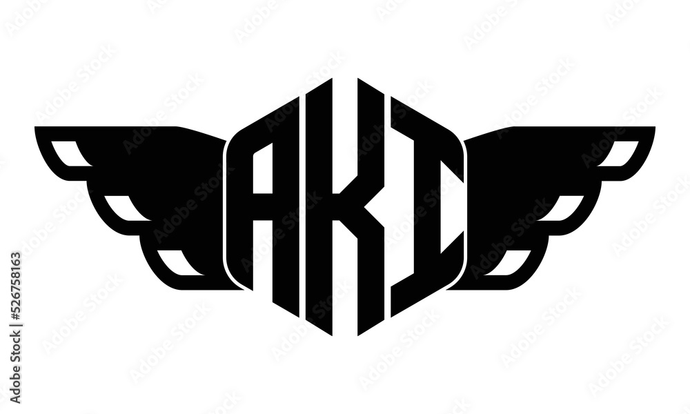 AKI three-letter butterfly iconic logo design vector template | polygon ...