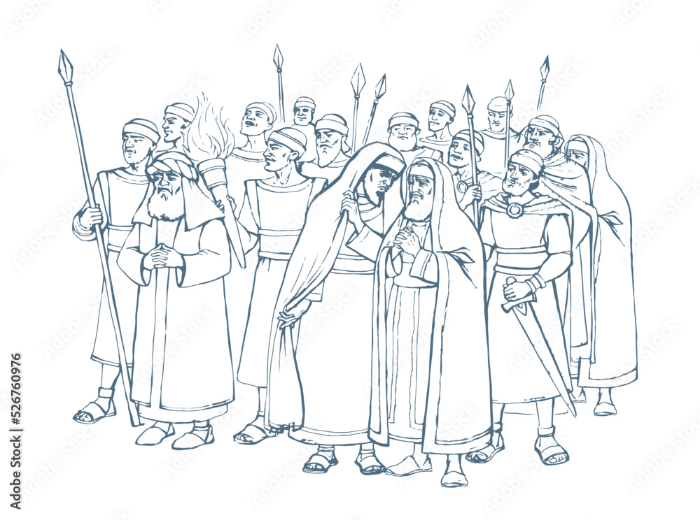 Poster Old Pharisee Priest with army. Vector drawing – Wall Art | UkPosters