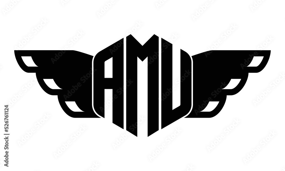 AMU three-letter butterfly iconic logo design vector template | polygon ...