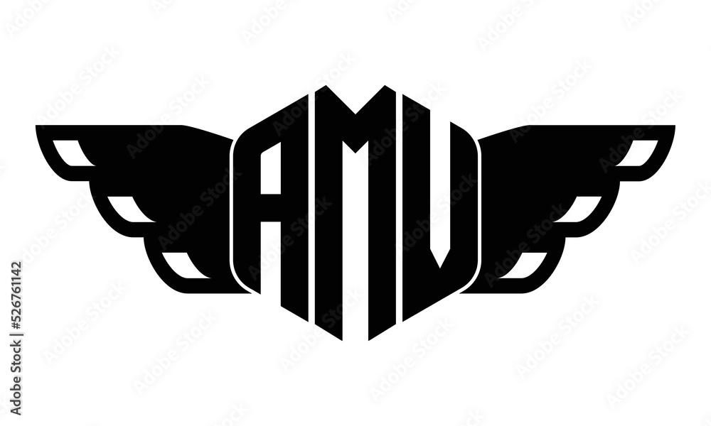 AMV three-letter butterfly iconic logo design vector template | polygon ...
