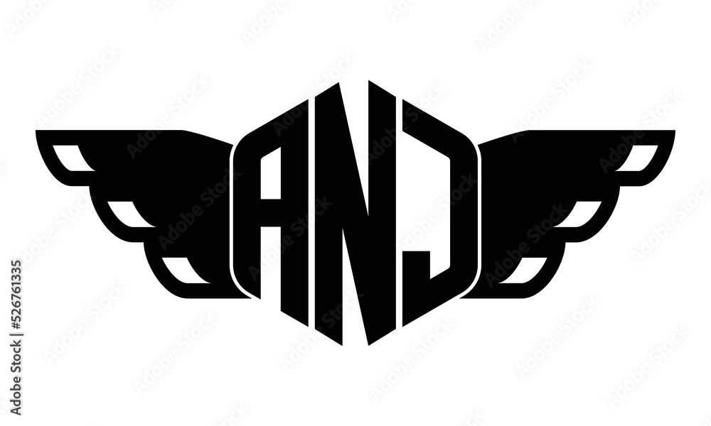 ANJ three-letter butterfly iconic logo design vector template | polygon ...