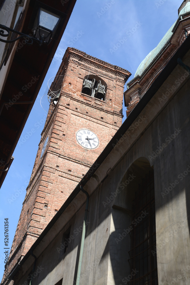 The historic center of medieval origin of Gassino Torinese with the ...