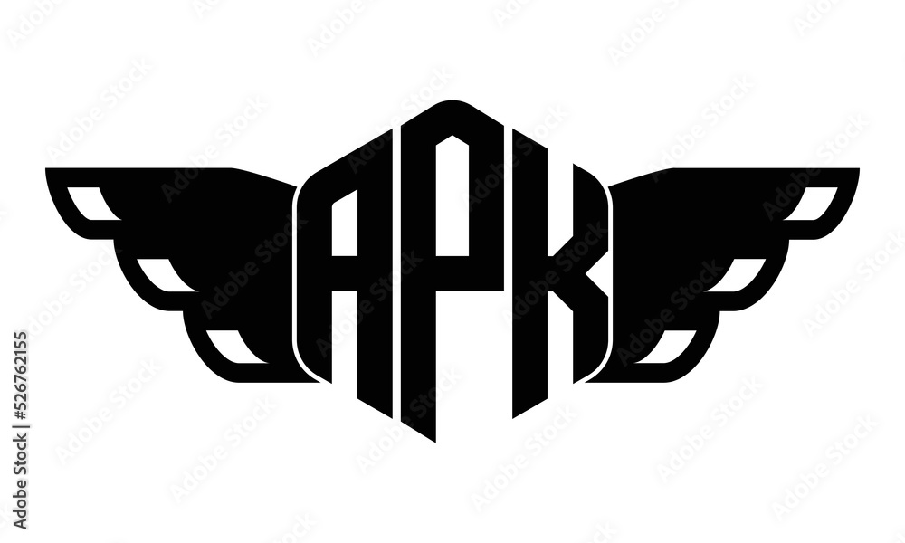 APK three-letter butterfly iconic logo design vector template | polygon ...