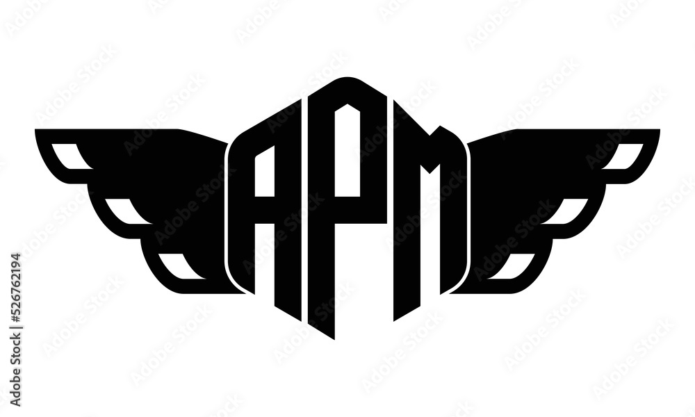 APM three-letter butterfly iconic logo design vector template | polygon ...