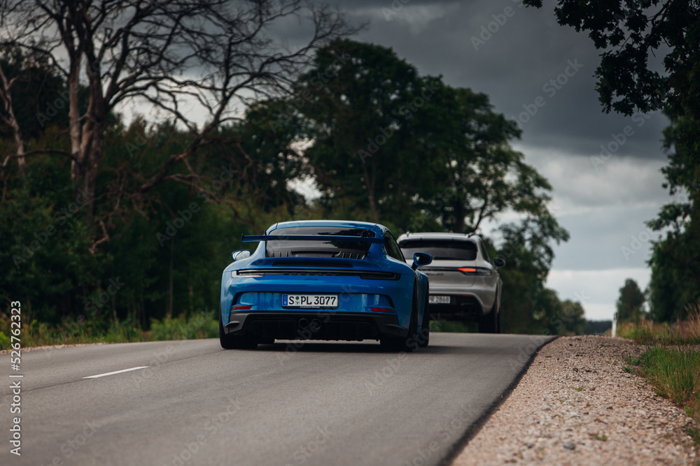 Porsche 911 Turbo S going fast at the autobahn Stock Photo | Adobe Stock