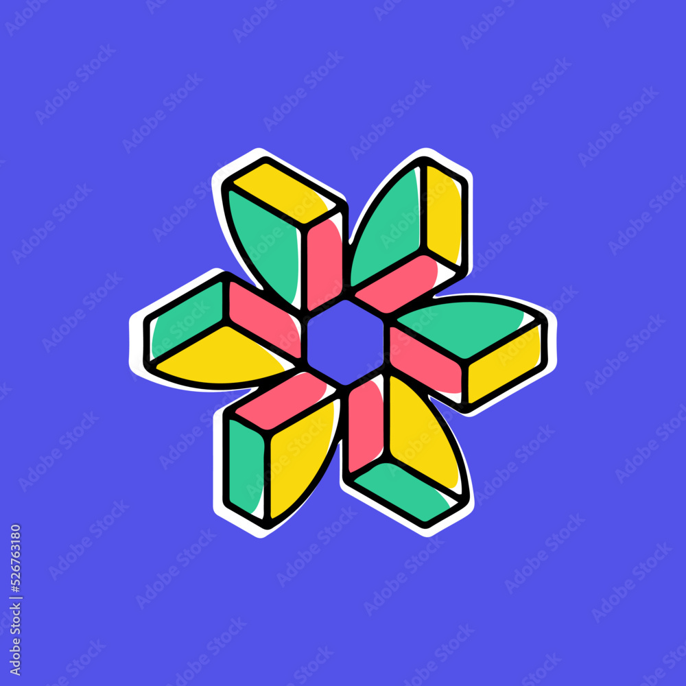 Impossible triangle sector vector shape. Modern handwritten 3d logo ...