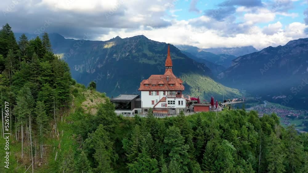 Beautiful top of Harder Kulm in Swiss Interlaken in summer sunset ...
