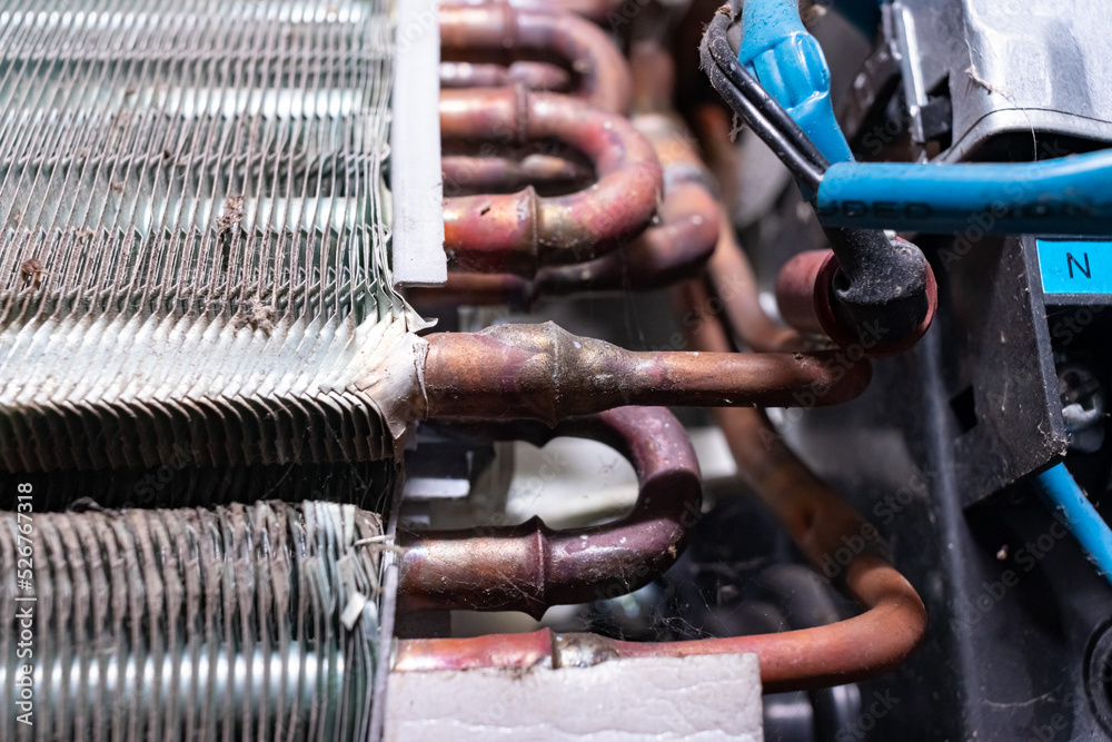 Traces of welding evaporator pipes for home air conditioning systems ...