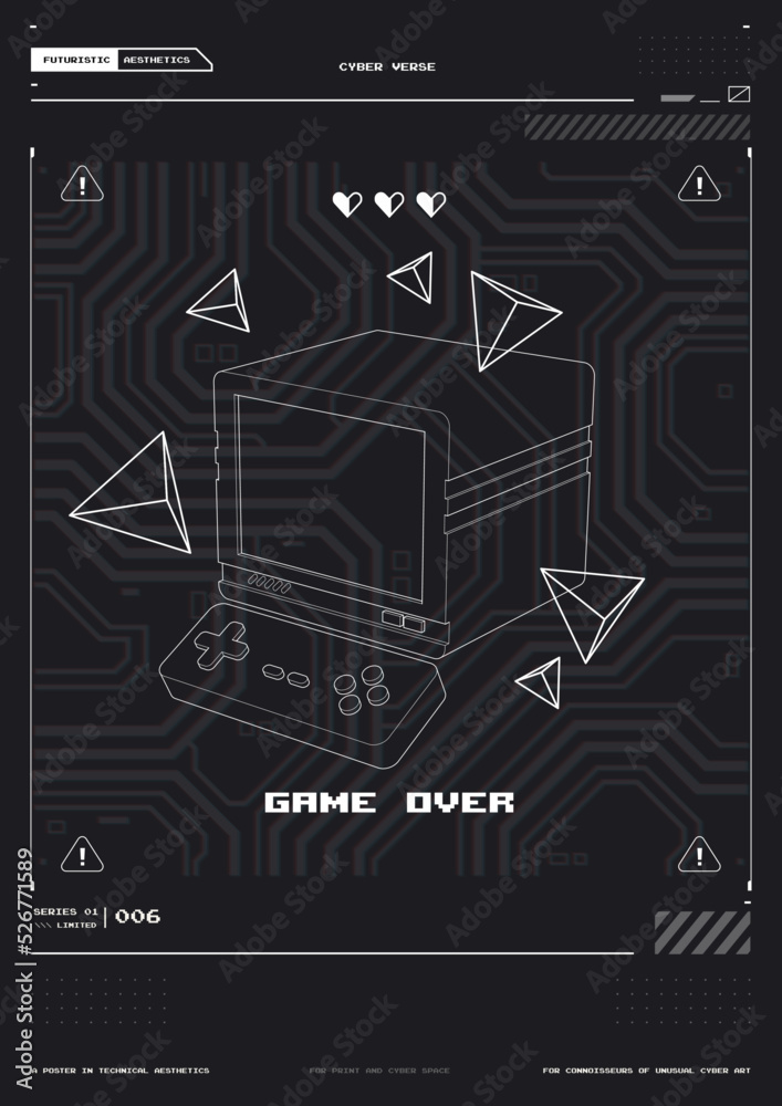 Tech Abstract poster template with HUD elements. cyber culture, Modern ...