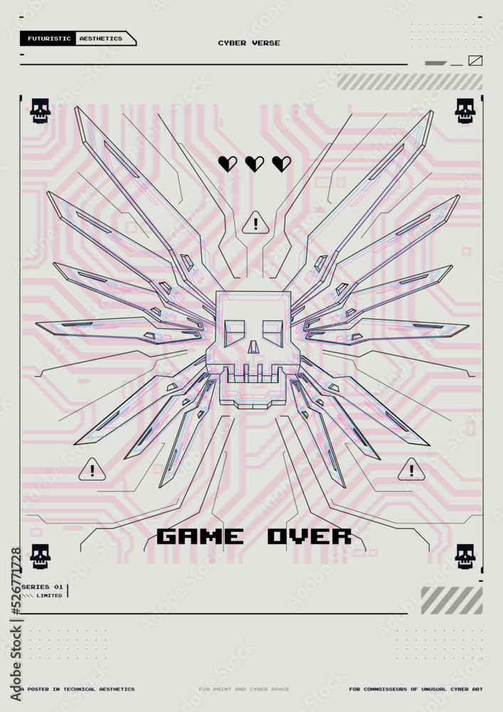 Tech Abstract poster template with HUD elements. cyber culture, Modern ...