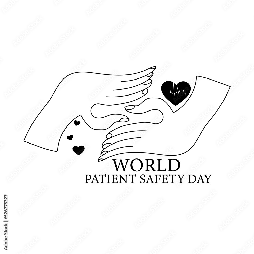 world patient safety day concept. black and white vector. illustration ...