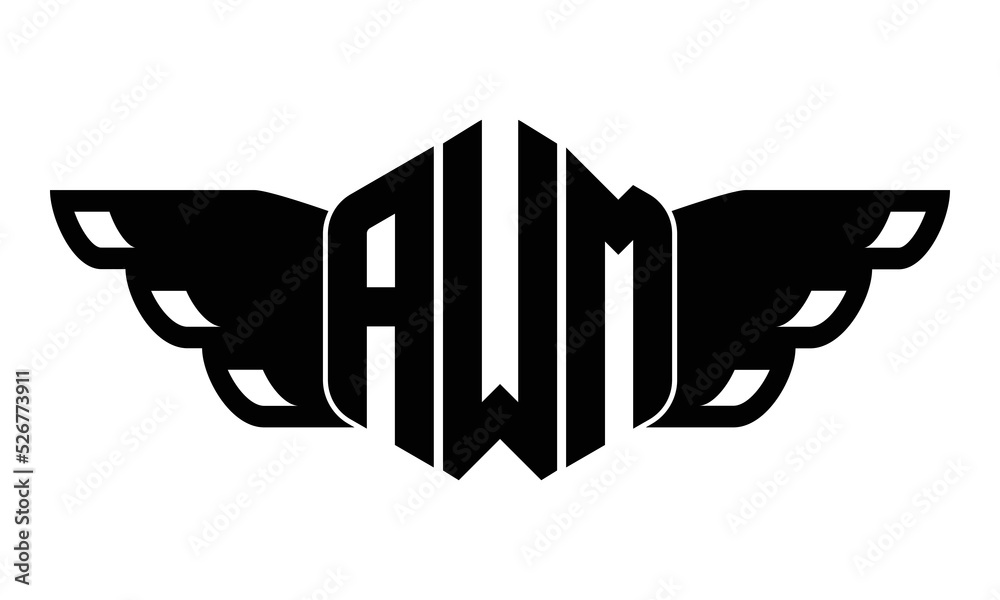 AWM three-letter butterfly iconic logo design vector template | polygon ...