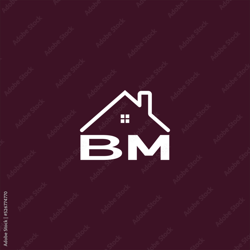 BM letter roof shape logo for real estate with house icon design Stock ...