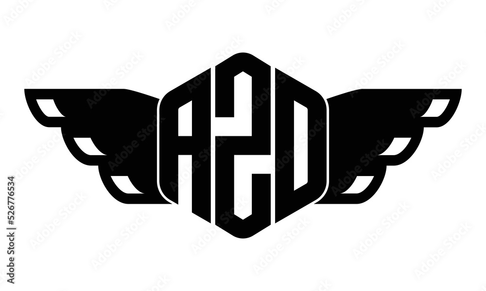 AZO three-letter butterfly iconic logo design vector template | polygon ...