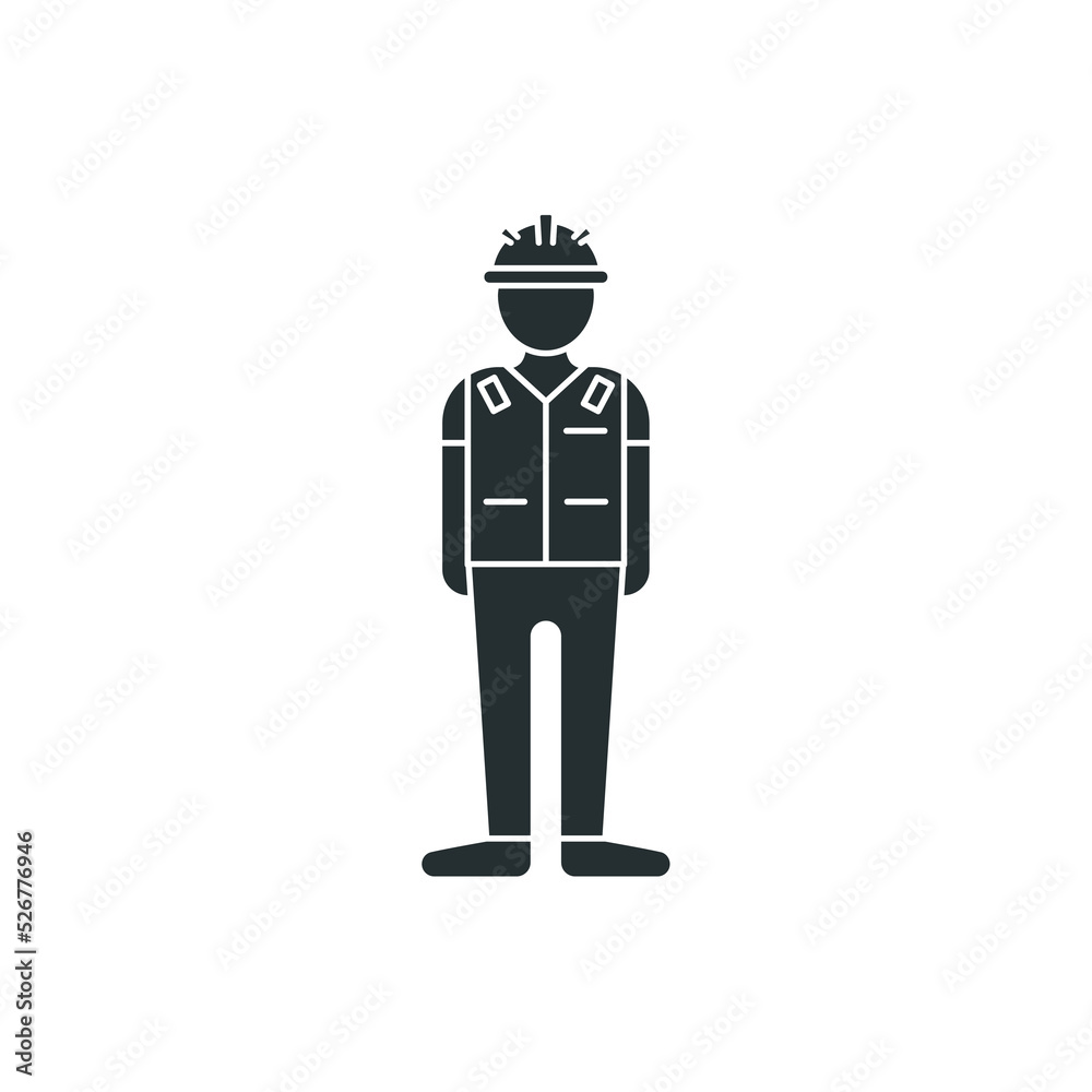 Vector sign of Construction worker symbol is isolated on a white ...