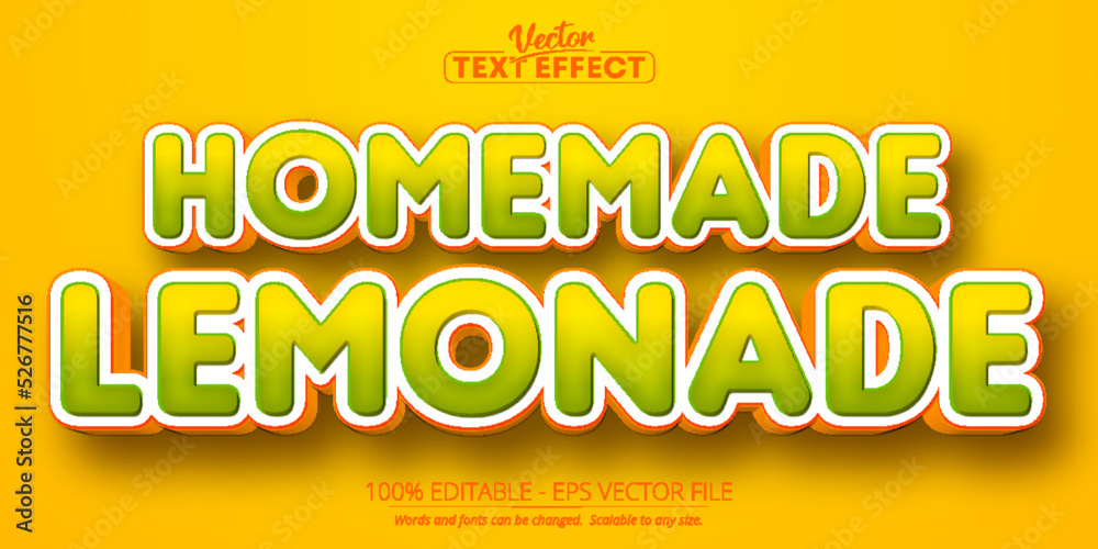 Cartoon text effect, editable homemade lemonade and comic text style ...