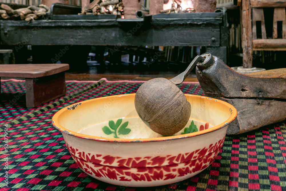 Variety and types of utensils for simple cooking of Asian families in ...