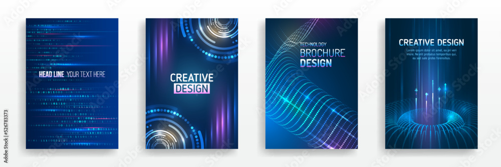 Hi-tech brochure flyer template. Abstract futuristic design concept ...