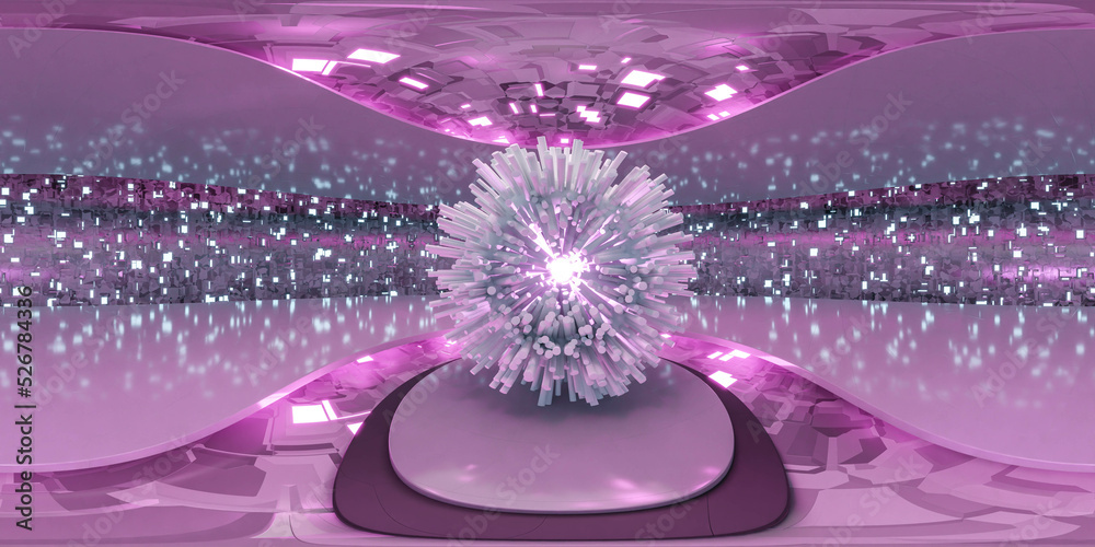 360 degree full panorama environment map of futuristic circular ...