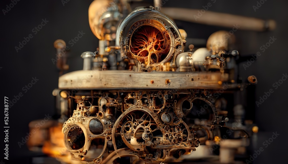 The powerful engine of a car. Internal design of engine. Car engine ...