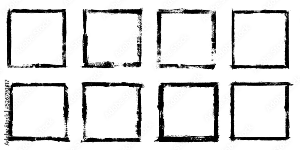 Vector illustration. Set of borders in grunge style. Dirty frame with a ...