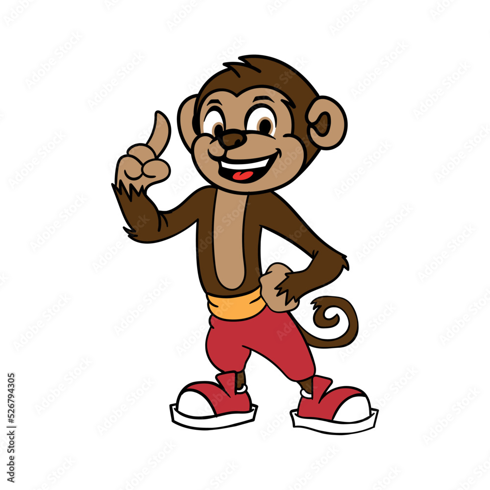 Cartoon funny monkey. example on monkey mascot isolated on white Stock ...