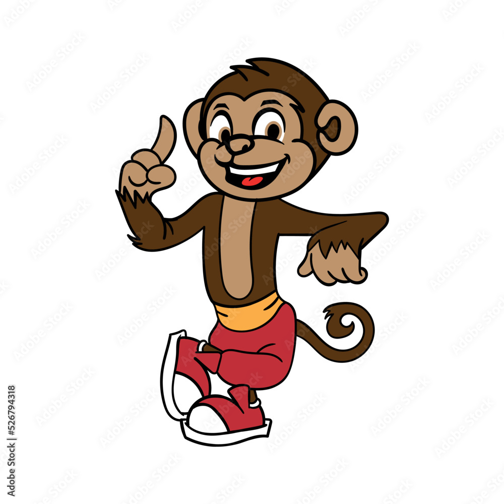 Cute monkey is holding a thumbs up. vector illustration in a funny ...