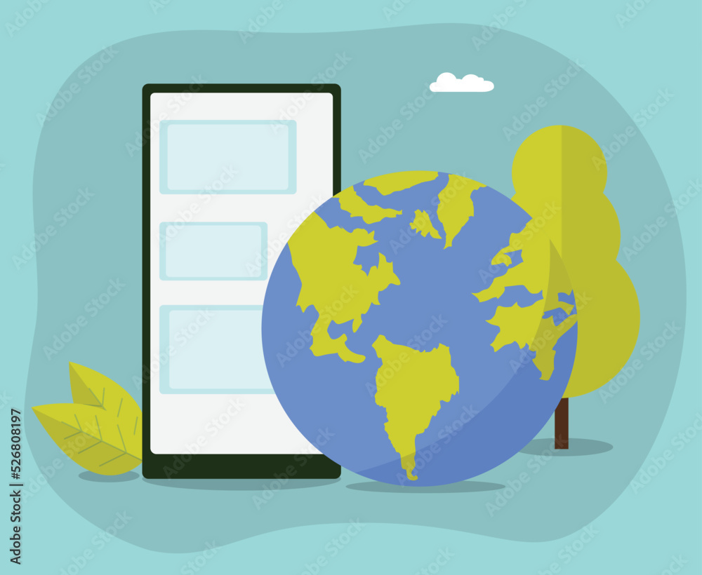 Earth green plants analysis flat vector illustration, Environmental ...