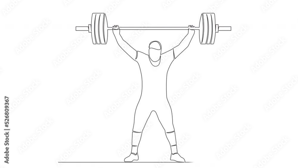 animated single line drawing of weight lifter, line art animation Stock ...