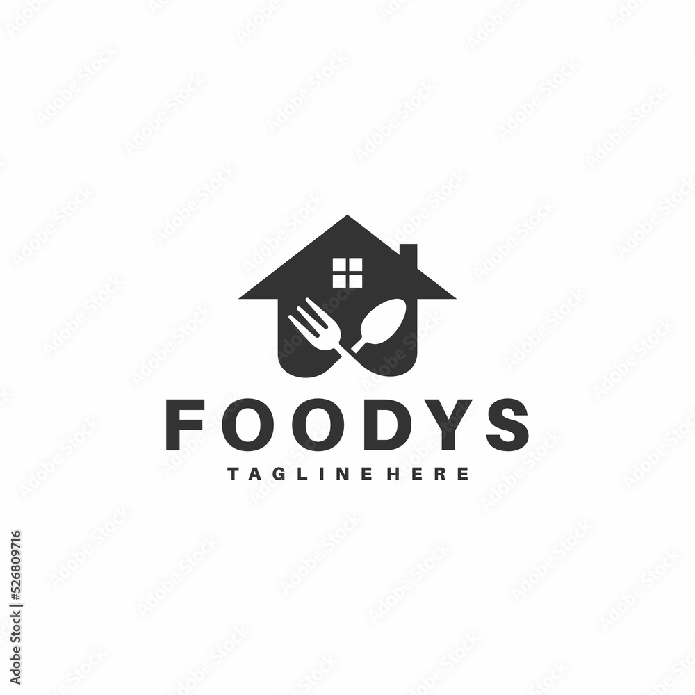 home restaurant logo, food house logo, food home logo เวกเตอร์สต็อก ...